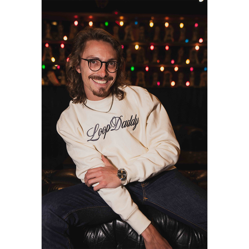 Marc Rebillet Loop Daddy Embroidered Bone Crewneck Sweatshirt - Marc ...